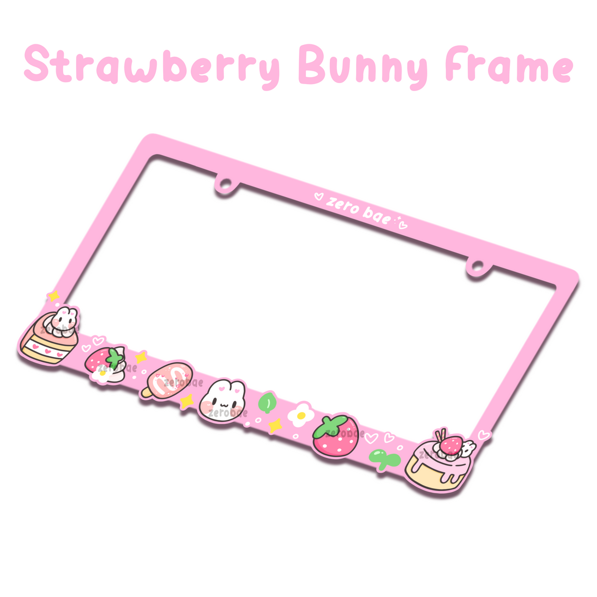 B GRADE Strawberry Desserts Bunny License Plate Frame – ZeroBae